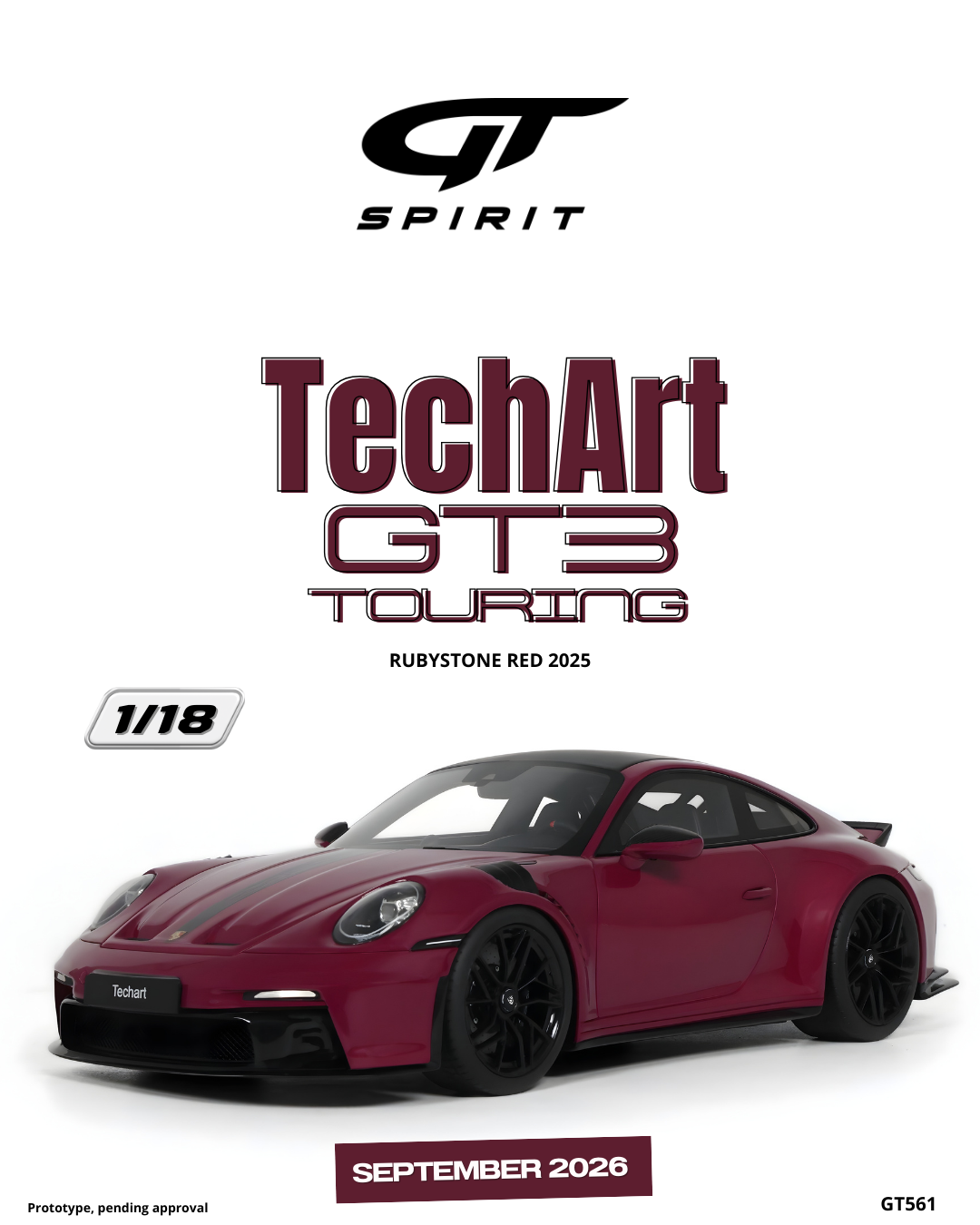 [ Pré-commande ] Porsche Techart GT3 Touring Rubystone Red 2025 1/18 G ...